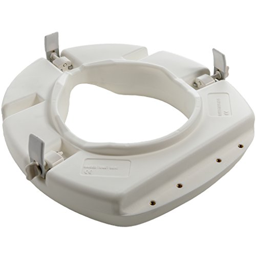 PCP Universal Fit 3 Inch Elevated Toilet Seat, Low Profile Rise Height Lift, Tightening Stability Lock, Portable Bath Safety Commode Support