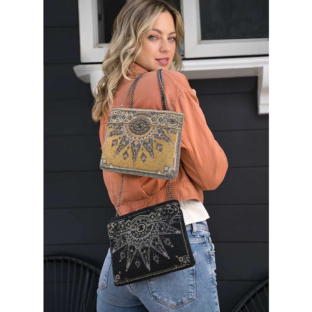 Mary Frances Divine Power Beaded Crossbody Handbag, Gold