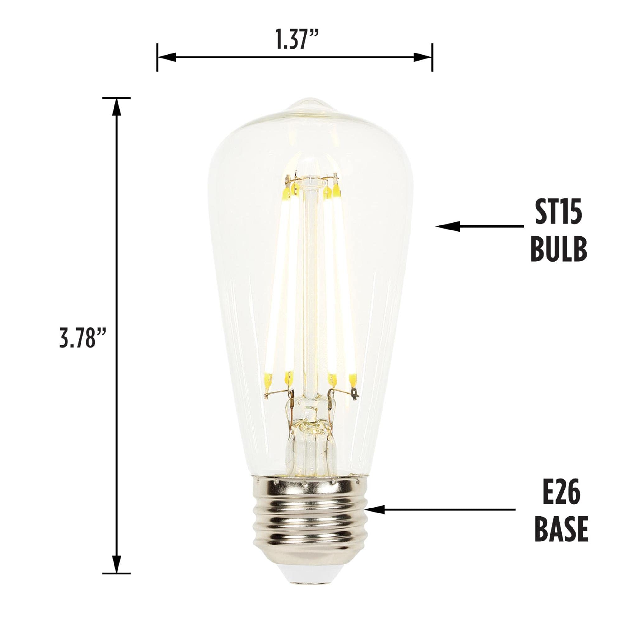 Westinghouse 4518700 6.5 Watt (60 Watt Equivalent) ST15 Dimmable Clear Filament LED Light Bulb, Medium Base (6-Pack)