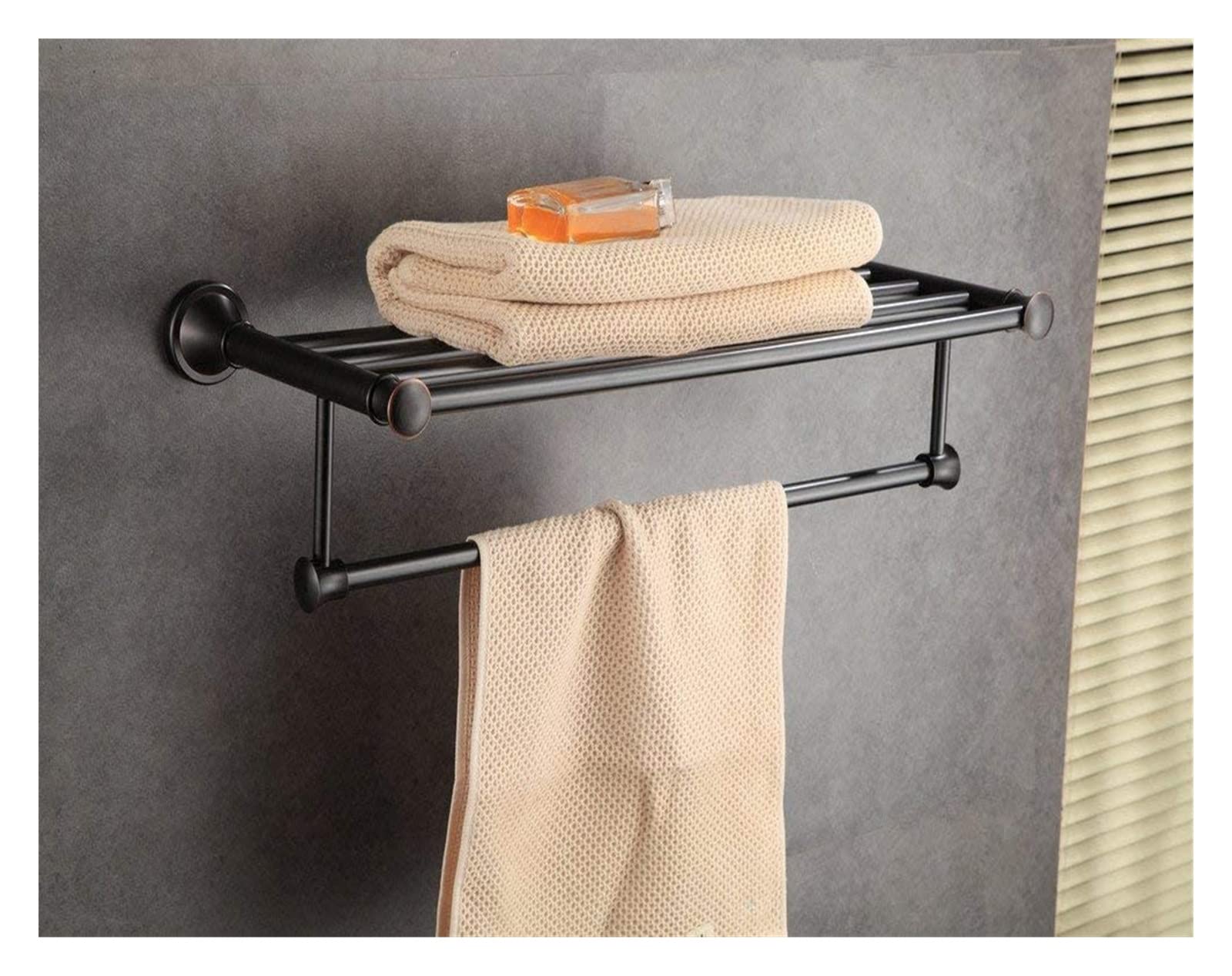 Towel Rails Solid Brass Towel Rack with Bar for Bathroom Shelf Wall Mounted, Oil Rubbed Bronze, 61.5 cm/Toilet Brush Set (Color : Toilet Brush Set) (Towel Shelf b)