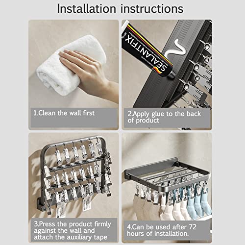 NEWRAIN Clothes Drying Rack, Aluminum Alloy Laundry Clothing Drying Hanger with 26 Pegs for Drying Towels, Bras, Lingerie, Baby Clothes,Socks