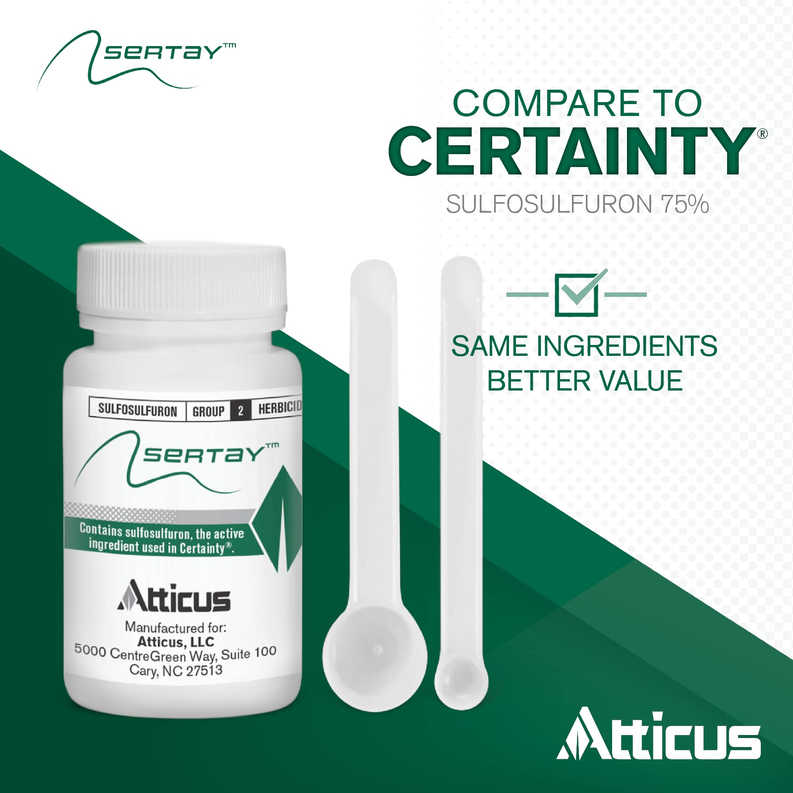 Sertay Herbicide (1.25 oz) by Atticus (Compare to Certainty) β Sulfosulfuron Weed Killer for Southern Lawns β Post Emergent Weed Control