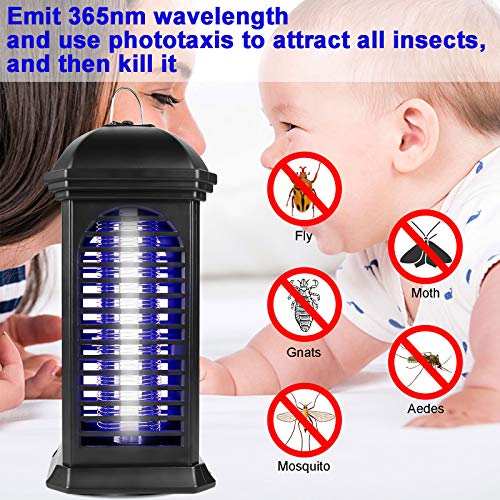 LIKYUU Bug Zapper for Indoor and Outdoor - Electric Mosquito Zapper Killer Waterproof, Insect Fly Trap with Cleaning Brush, Safe for Pets and Children (Black)