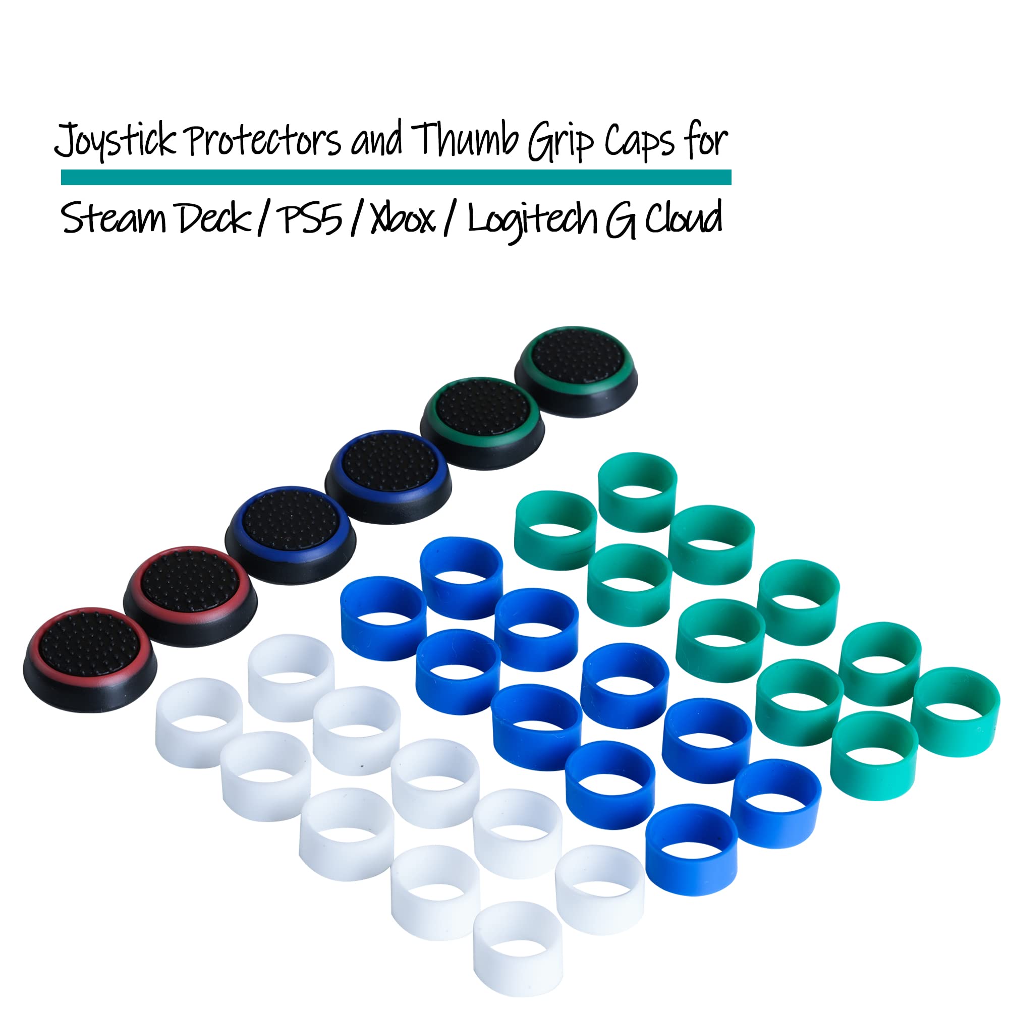 Joystick Protectors and Thumb Grip Caps for Steam Deck - Include 30 Silicone Joystick Protectors + 6 Thumb Grip Caps for Steam Deck