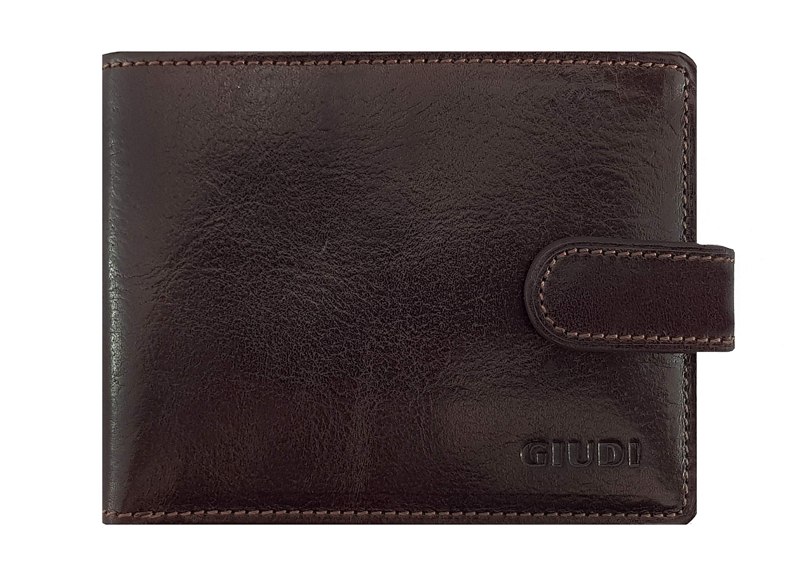 Giudi Splendid Slimfold Men's Wallet Made in Italy - Beautiful Smooth Genuine Leather - 2 Cash Pockets - 8 Card Holder - Button Snap Closure - Superb Present for Male