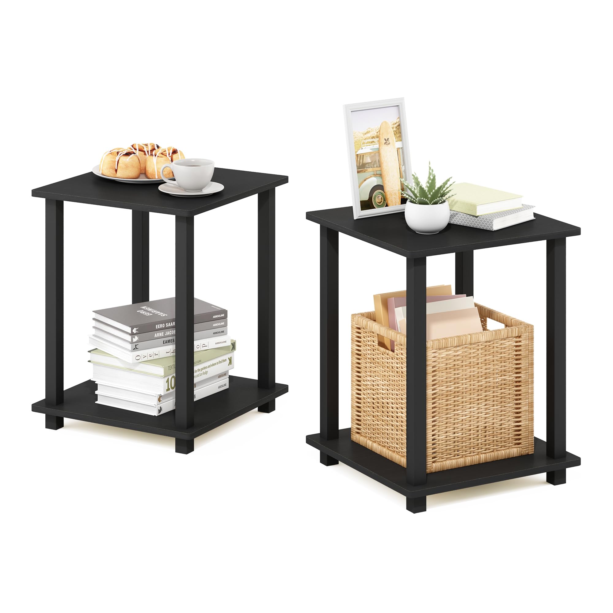 Furinno Simplistic Set of 2 End Table, Americano/Black
