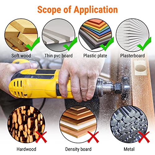 Meiwaltee Hole Saw kit,19PCS Hole Saw Set with 3/4"-6"(19-152mm) 13PCS Saw Blades,2 Mandrels,2 Drill Bits,1 Installation Plate,1 Hex Key,Ideal for Soft Wood,Plywood,Drywall,PVC Board