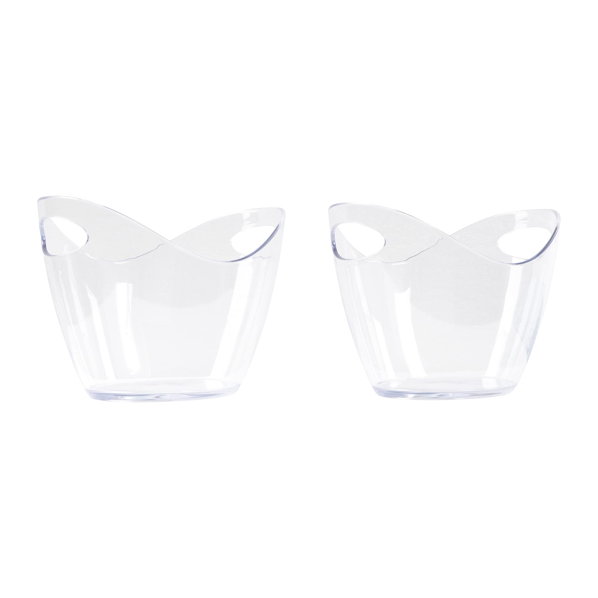 Lot45 Acrylic Beverage Bucket 2pc Set - 3.5 Liter Clear Party Beverage Tub Set - Indoor or Outdoor Bottle Drink Chiller