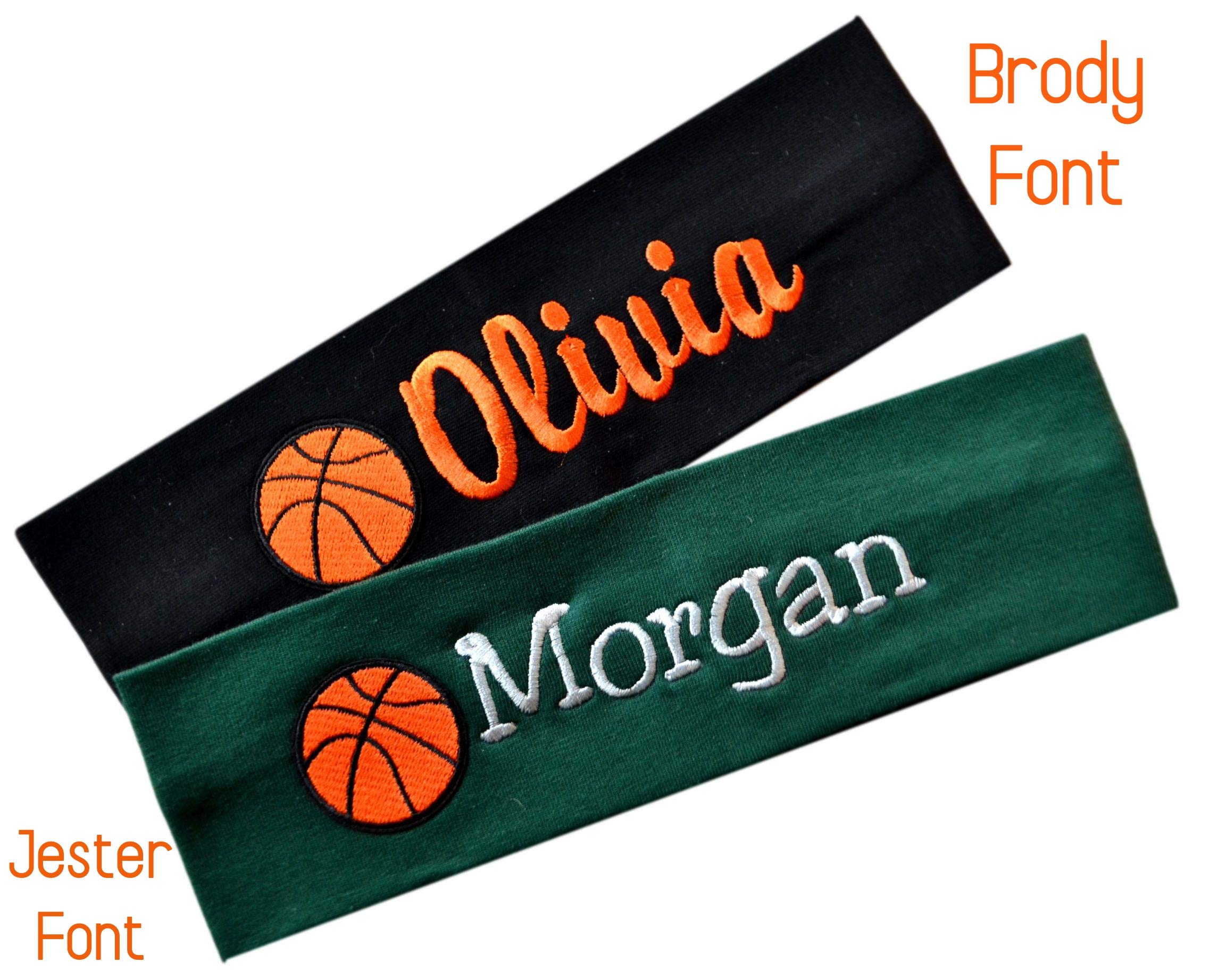 Funny Girl Designs Personalized Monogrammed Embroidered Basketball Patch Cotton Stretch Headband