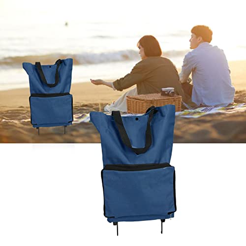 Upgrade Shopping Bag with Wheels Portable Trolley Bags,Reusable Portable Collapsible Trolley Bags Hand Pulling Utility Collapsible Grocery Bag, for Picnic Trips to Buy Vegetables
