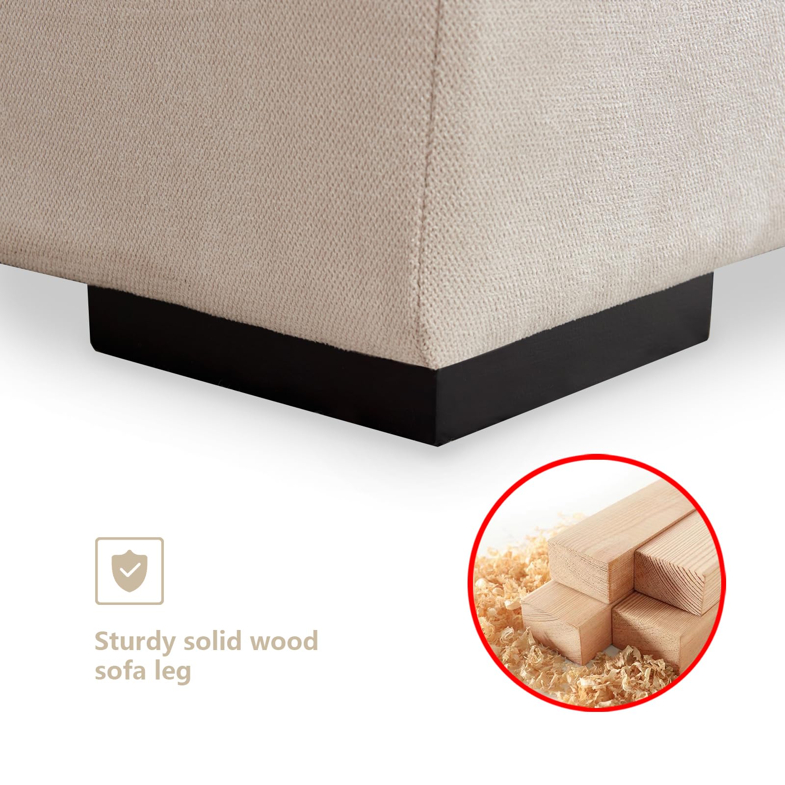 N NOORDENIYA 129'' Polyester U Shape Sectional Cloud Sofa, Oversized Modern Cloud Sectional Couch with Reversible Chaise, 6 Seater Sofa Set for Living Room, Apartment, Office. Beige