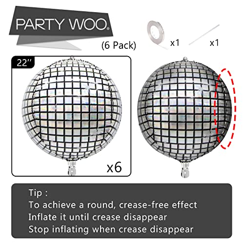 PartyWoo Metallic Silver Balloons 100 pcs and Disco Silver Foil Balloons 6 pcs
