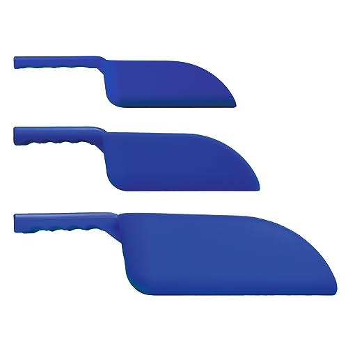 Remco 3 pk Color-Coded Plastic Hand Scoop - BPA-Free, Food-Safe Scooper, Commercial-Grade Utensils, Restaurant and Food Service Supplies, 16, 32, 82 Ounce Sizes, Blue