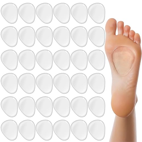 Ramede 36 Pcs Metatarsal Pads Reusable Clear Ball of Foot Cushion Water Drop Shape Foot Gel Pads Adhere to Shoe 4d Design for Forefoot Support Metatarsalgia Neuroma Feet Pain Relief Women Men