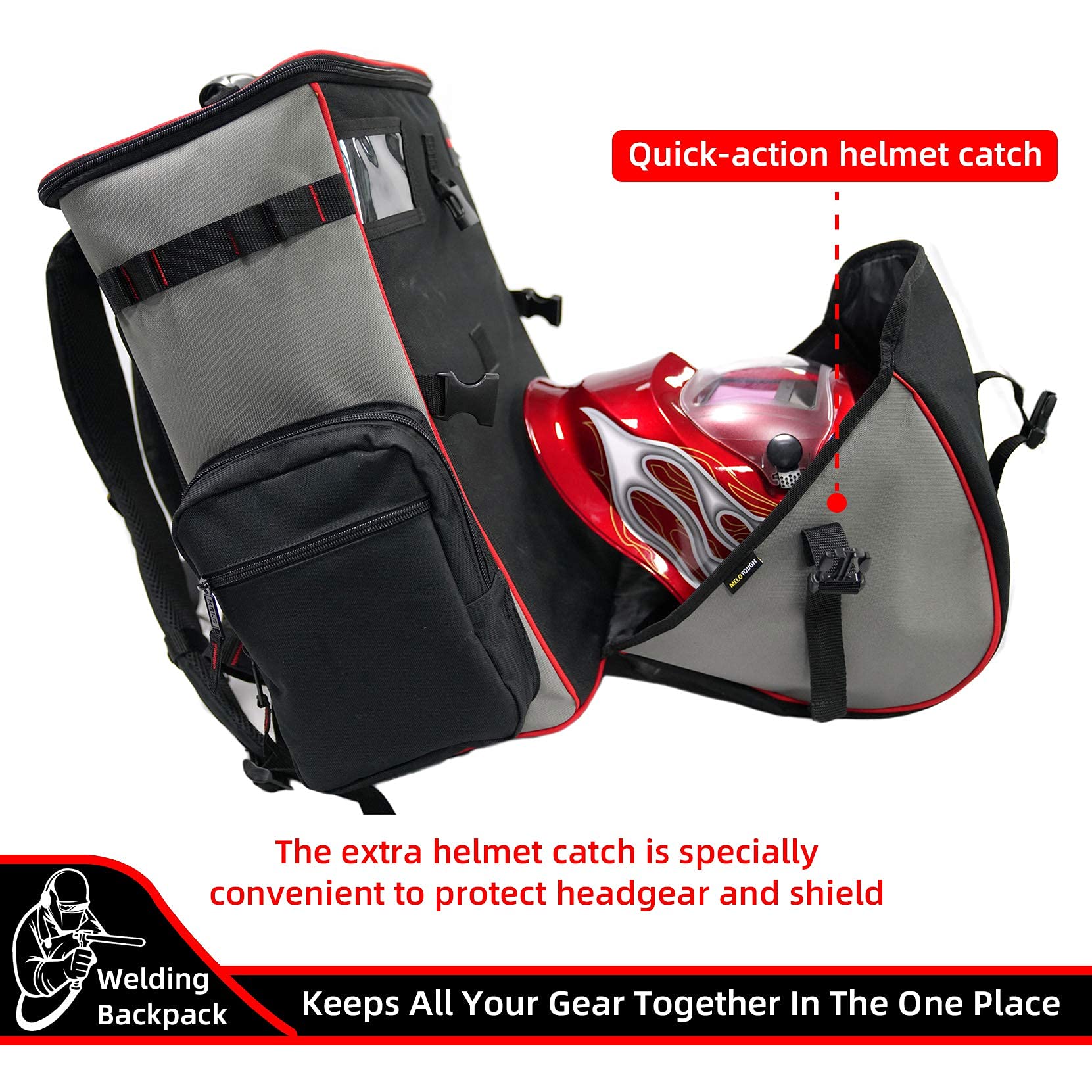 MELOTOUGH Welding Tool Backpack Extreme Gear Pack with Helmet Catch