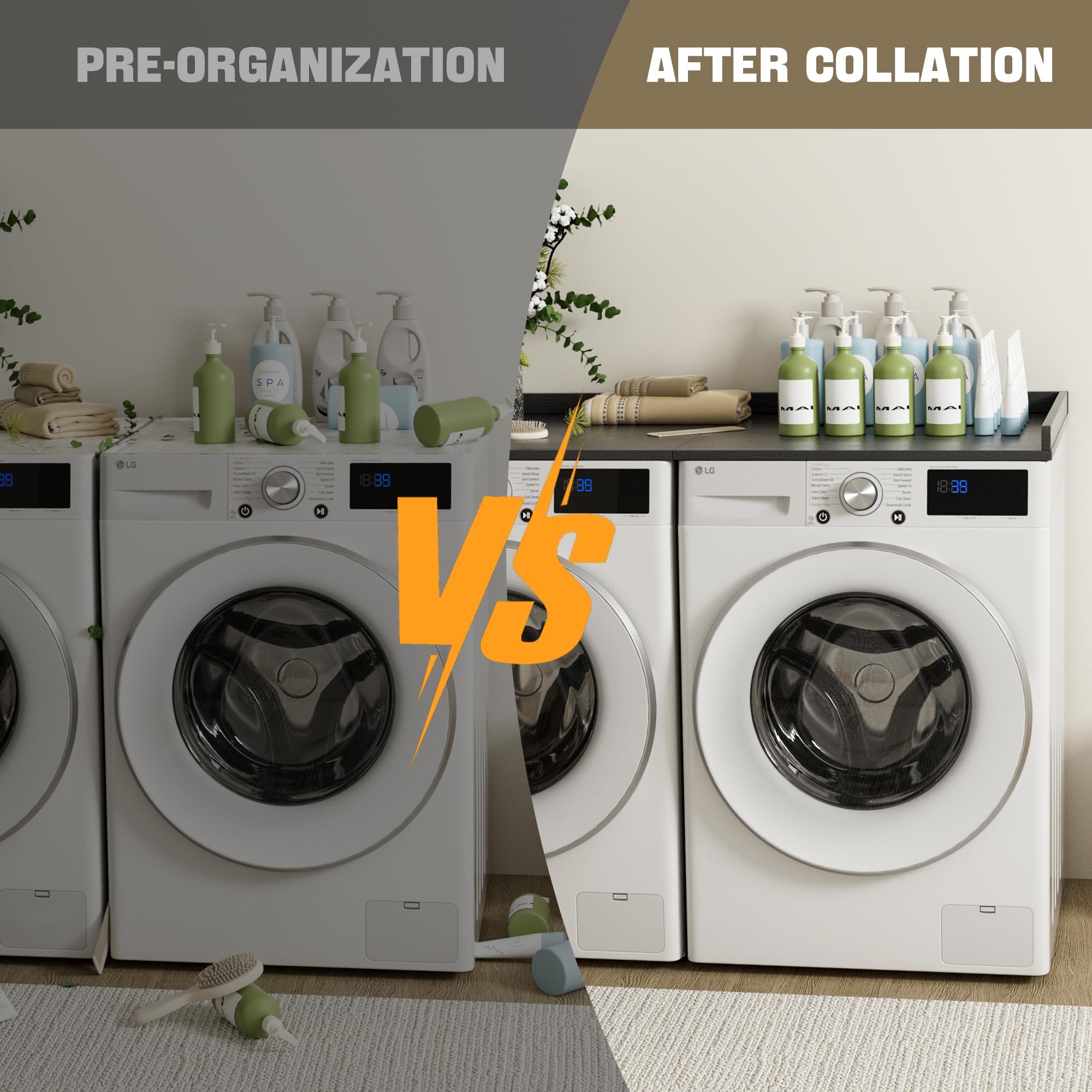 Phonando Washer Dryer Countertop,Dryer Countertop,Laundry Countertop Solid Wood with Edge Rails,54 * 27.5 Inches,for Laundry Room Organization and Storage,Premium,Black (53"*27.5")