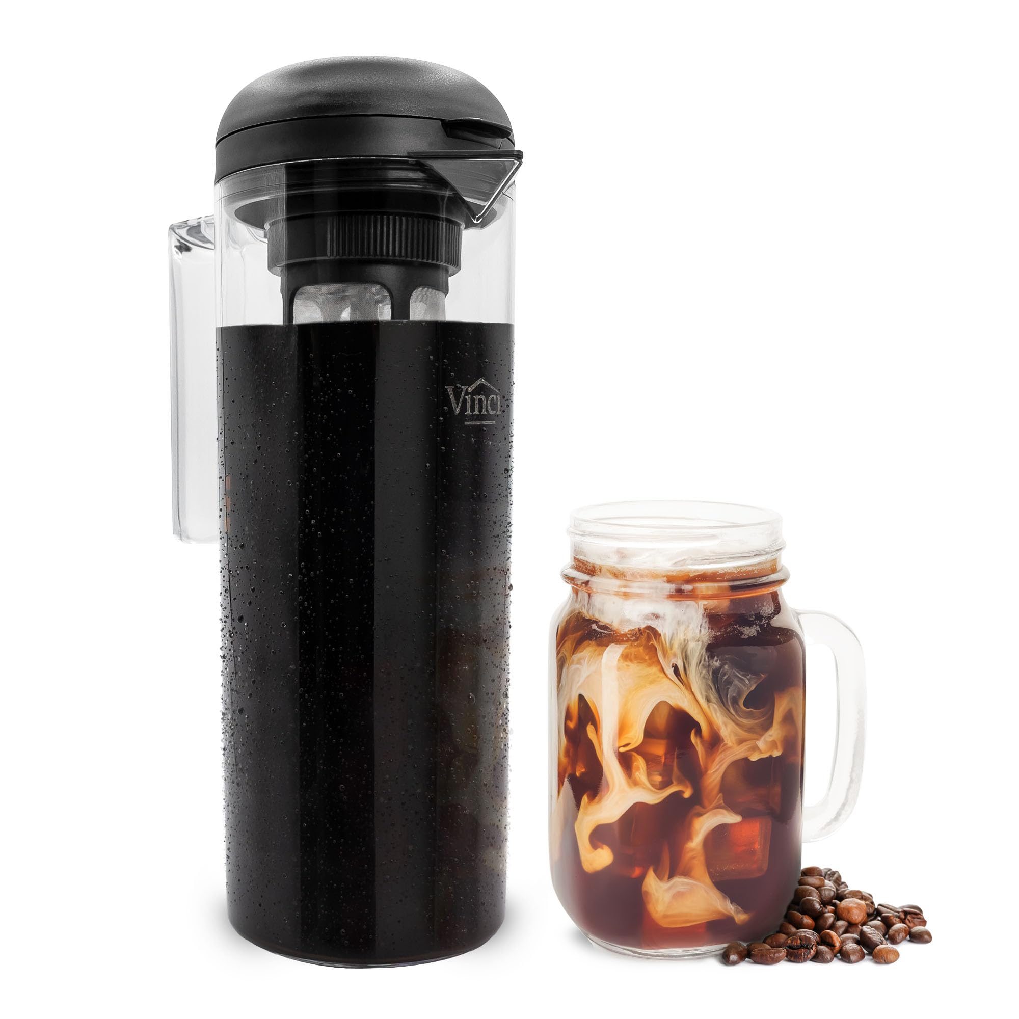 VINCI Cold Brew 360, 1.4L Cold Brew Coffee Maker Featuring Patented Dual Filter 360 Brewing Technology, Cold Brew Pitcher for Iced Coffee