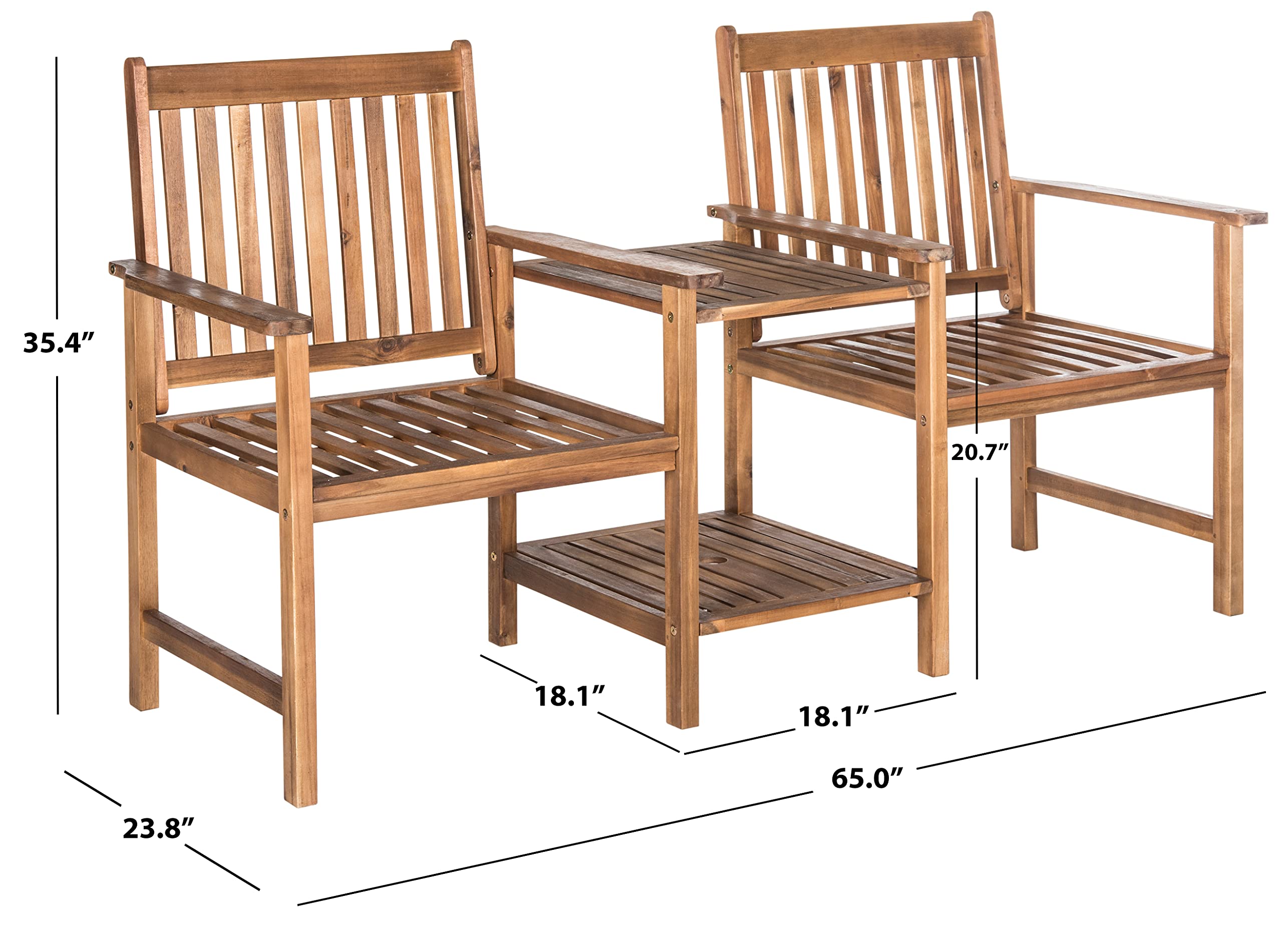 SAFAVIEH Outdoor Collection Brea Teak Brown Seat Bench