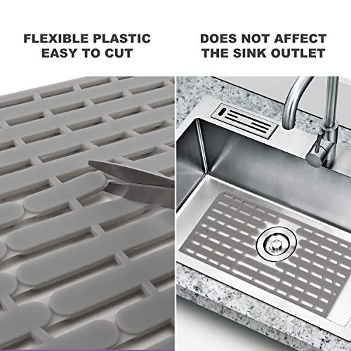 NICE DAY Sink Mat, Sink Protectors for Kitchen Sink By Better Housewares Wok Stand Strong Adsorption And Skid Resistance PVC Free Silicone Sink Mat 16" x 13", Large