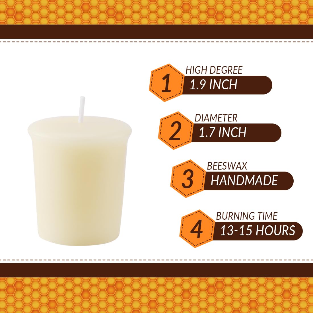 Pure White Beeswax Votive Candles-12 Pack Natural Votives Set for Home Room Decor Party Wedding Spa Gift