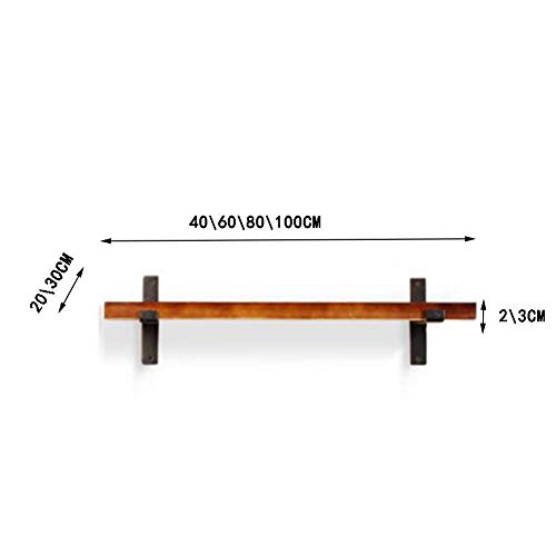 PIBM Stylish Simplicity Shelf Wall Mounted Floating Rack Shelves Solid Wood Metal Bracket Separator Plate Multifunction Small Items Wear Resistant Save Space,8 Sizes, Wood Color , 60x30x2cm