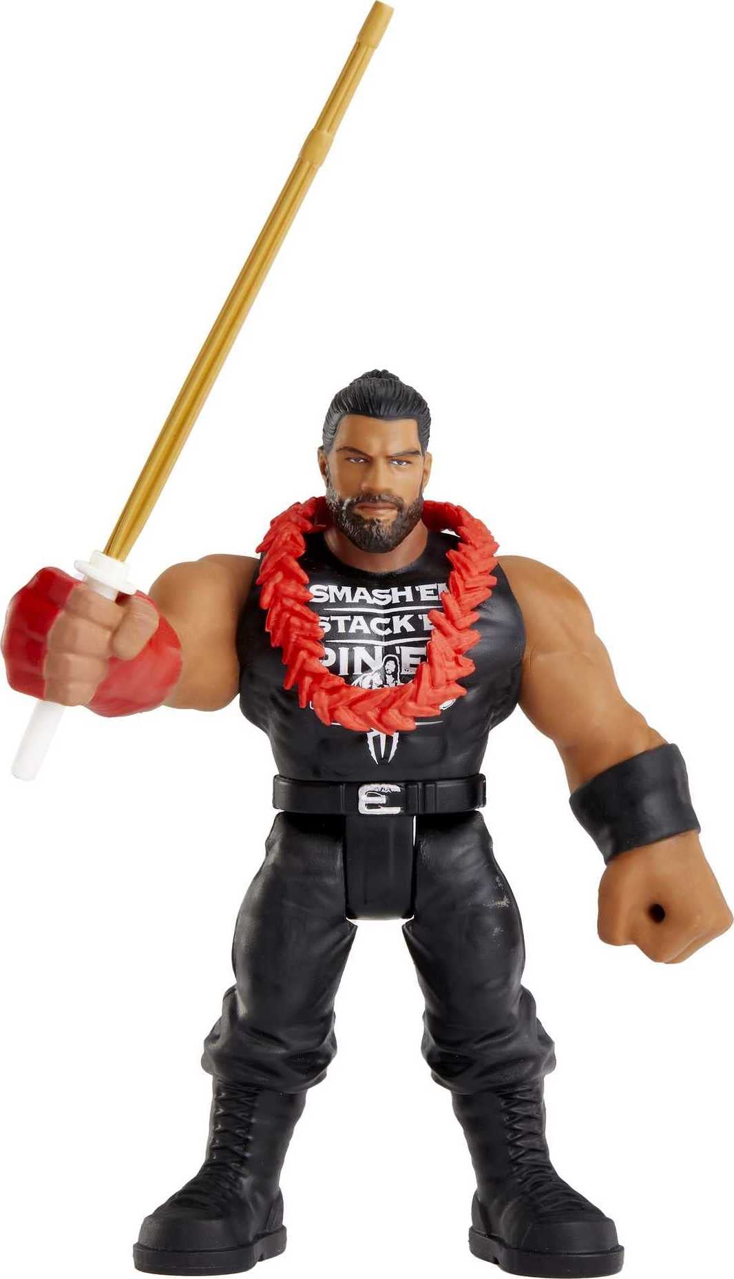 Mattel WWE Roman Reigns Bend 'n Bash Stretching Action Figure with Accessories, 5.5-inch