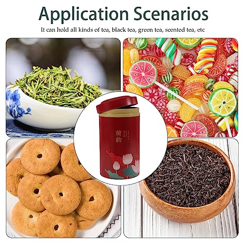 UPKOCH Tea Tin Canister Metal Sealed Coffee Jar with Lid Airtight Tea Container Loose Tea Storage Box Vintage Tinplate Candy Holder for Chocolate Sugar Red