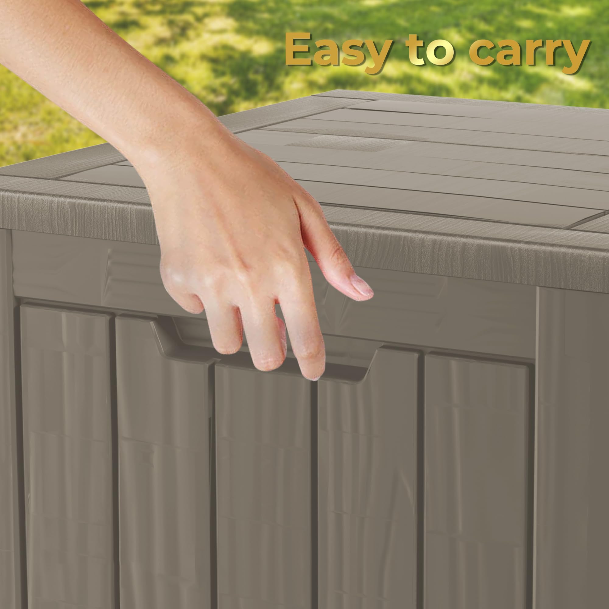 TARKARI 30 Gallon Lockable Resin Deck Box, Waterproof & UV-Resistant Outdoor Storage Box for Outdoor Cushion Storage and Outdoor Delivery Storage, Coffee