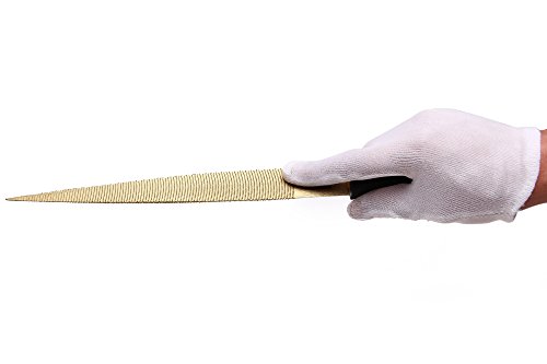 NKTM Needle File Set Wood Files for Wood Working Files Tools Golden Tapered Wood Rasp File with Rubber Handle in Gift Bag for Carving 2 Pack (8 * 10 inch)