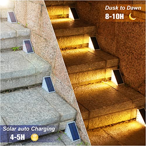 VOLISUN Solar Stair Lights 6 Pack, Solar Step Lights Outdoor Waterproof IP67, Outdoor Step Lights, Solar Outdoor Lights Decor for Garden Stair, Deck, Front Step, Front Porch and Patio (Warm White)