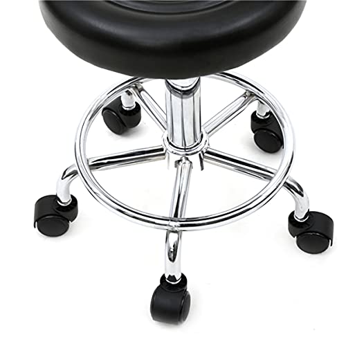 NALLBEIRRAA PU Leather Rolling Stool with Foot Rest Ergonomic Swivel Height Adjustment Task Chair Work Office Massage Stools for Spa Drafting Salon Tattoo Clinic Dentist Beauty Home Office (Black9)
