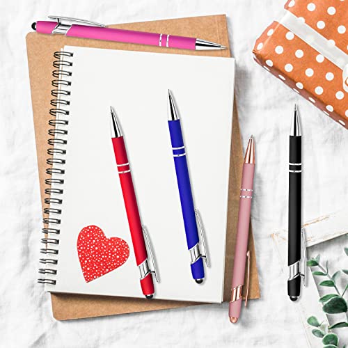 Uoffice5 Ballpoint Pens with Stylus Tips - Fine Point Pens in Black Ink for Women Men Wedding (Black)