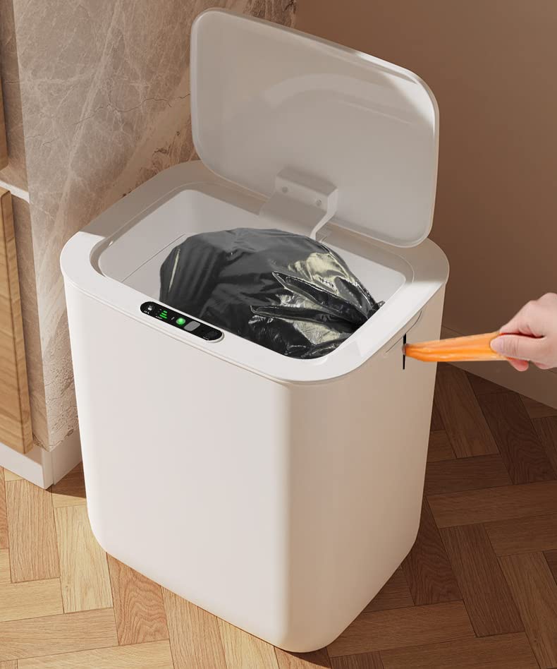 Touchless Bathroom Trash Can with Lids, 4.5 Gallon Automatic Small Garbage Can Motion Sensor Trash Bin, Motion Waste Basket for Toilet, Living Room,Bedroom,Office,Gifts for Women (White)