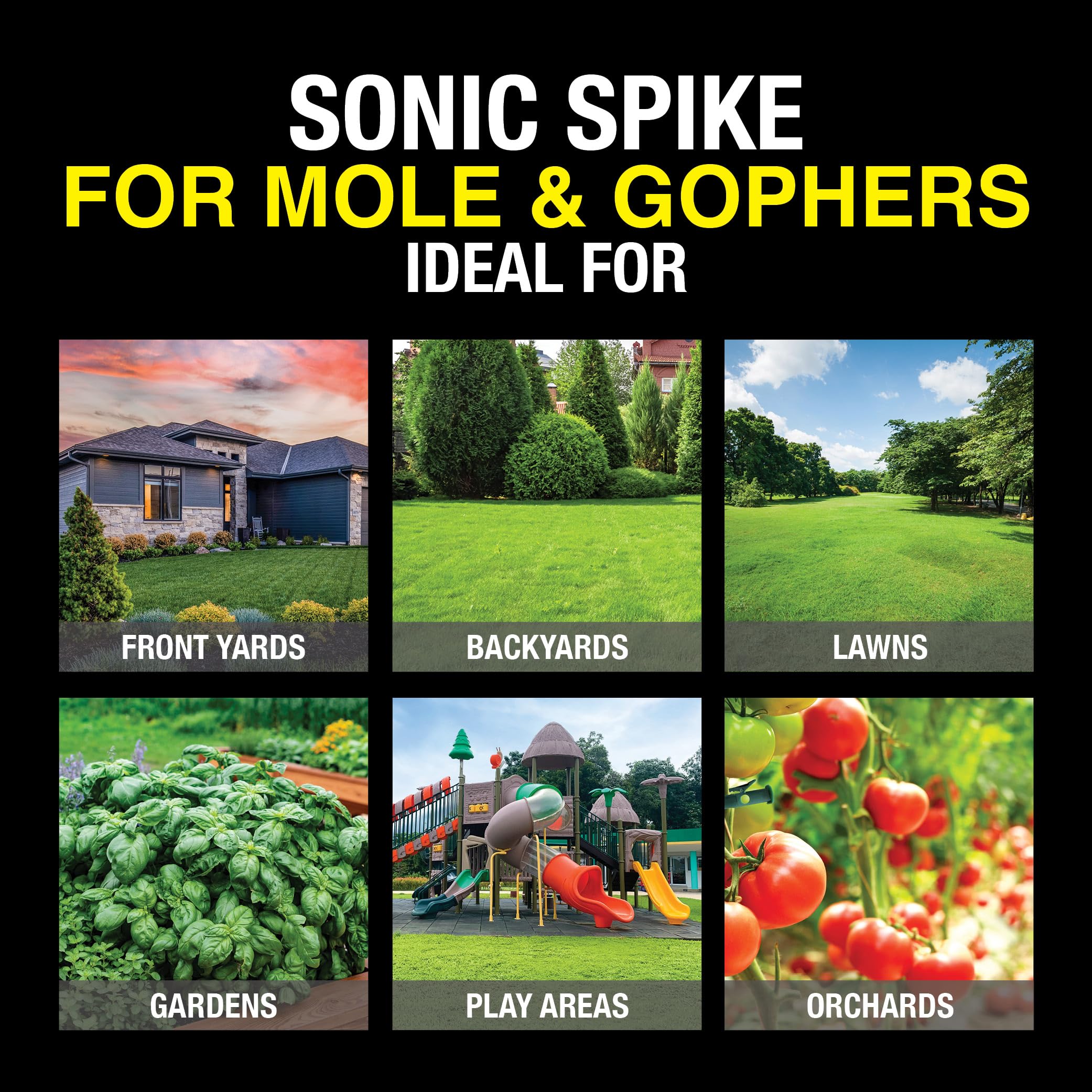 The Giant Destroyer Sonic Spike Mole & Gopher Repeller - Solar Powered Ultrasonic Animal Repellent Spikes - Repels Rodents from Lawn, Garden, & Home (1 Pack)