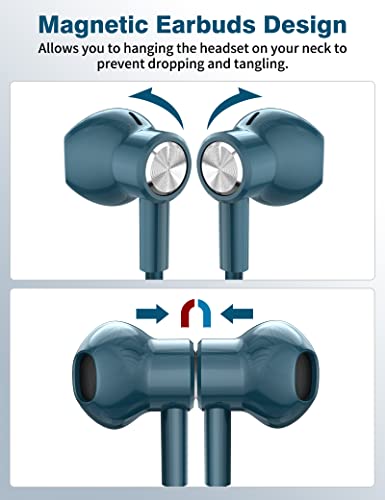 USB C Headphone for Samsung S23 Ultra 5G Z Flip 5 Fold 4,Type C Earphone Magnetic Earbuds Digital DAC Wired Earphone Microphone for Android Galaxy S22 S21 FE A54 A53 Google Pixel 7 Pro 7A 6A Lake Blue