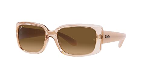 Ray-Ban Women's RB4389 Square Sunglasses, Transparent Brown/Brown Gradient Polarized, 55 mm