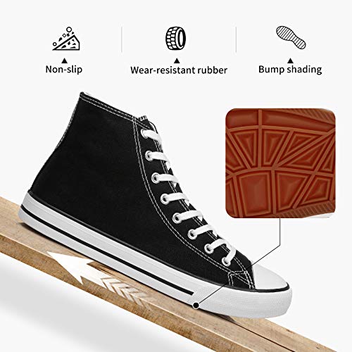 Women's High Top Canvas Shoes Fashion Sneakers Casual Shoes for Walking(Black.US9)
