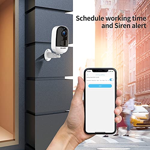 SOLIOM Security Camera Outdoor Wireless Battery Powered,1080P WiFi Indoor Home System with IP67 Waterproof,Night Vision,2-Way Audio,Siren Alarm,Motion Sensor,Schedulable Working Time B06