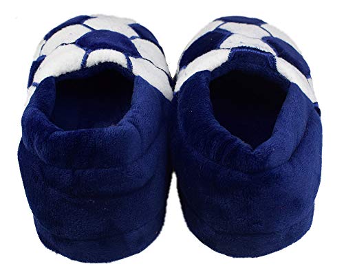 Tirzrro Big Kids Boy's Warm Plush Indoor Slippers with Soft Memory Foam Slip-on Shoes Size 1-2 US Dark Blue