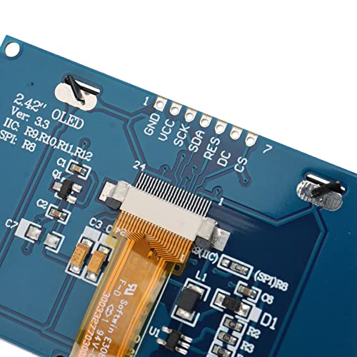 QONIA 2.42 Inch 12864 128x64 OLED Display Module IIC I2C SPI Serial LCD Screen for C51 STM32 SSD1309 (White Font)