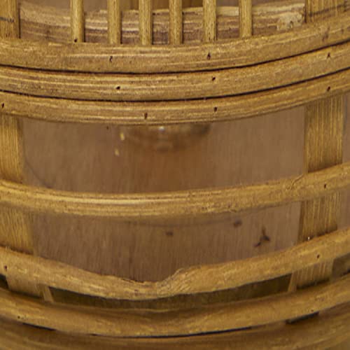 The Novogratz Bamboo Handmade Decorative Candle Lantern with Handle, 11" x 11" x 15", Brown