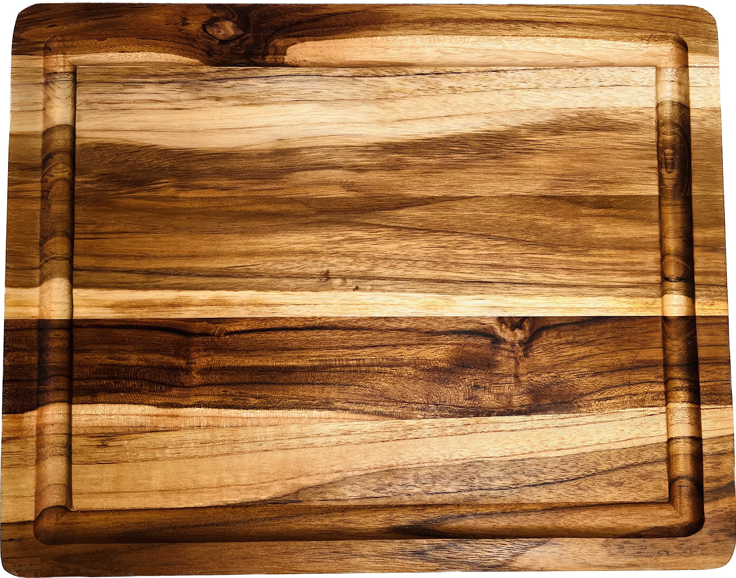 Mountain Woods Brown Teak Wood Cutting Board w/Juice Groove | Cheese Board | Chopping board | Charcuterie board | Butcher Block - 15" x 12" x 0.75"