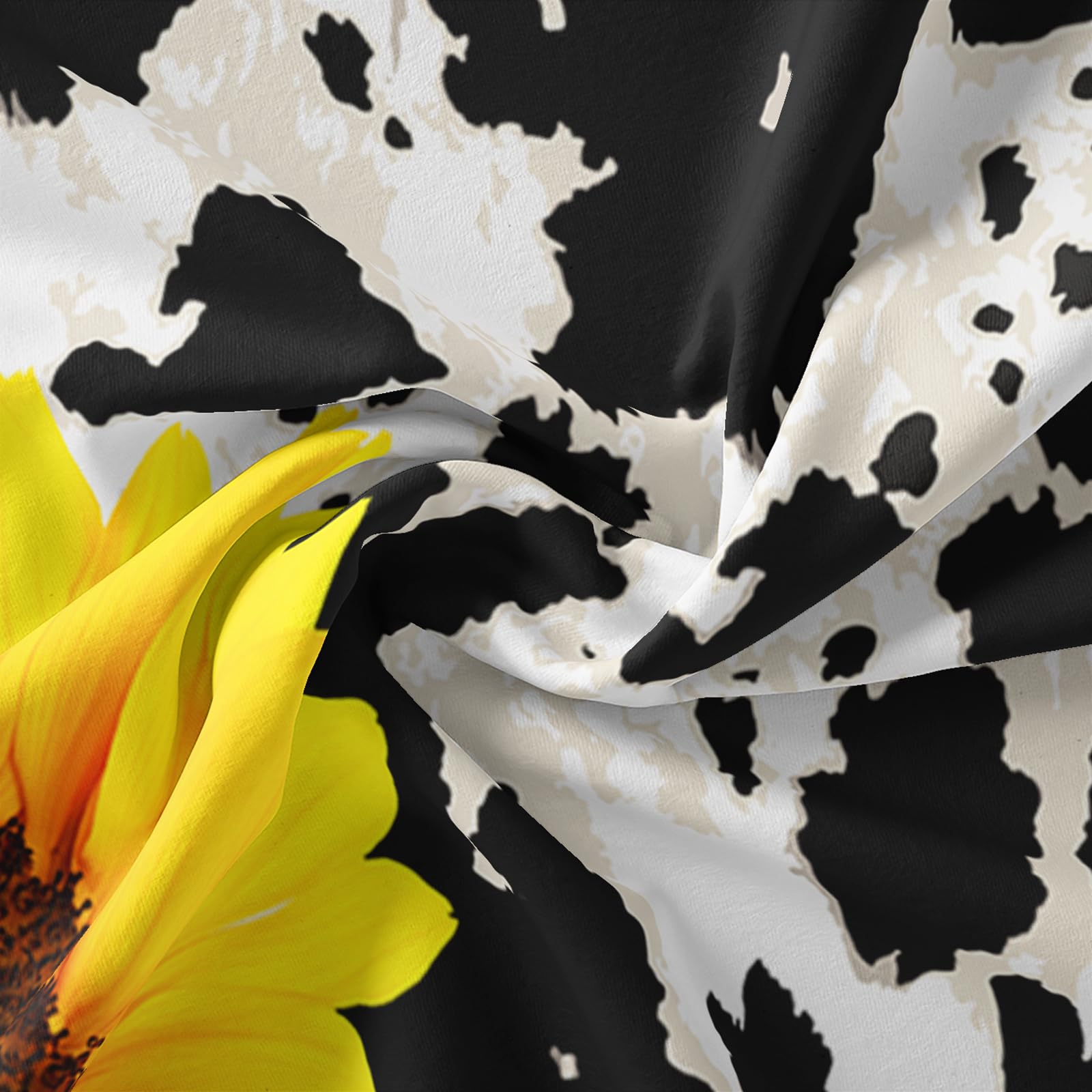 QOOMO Sunflower Comforter Set,Animal Print for Boys Girls Kids Teen Room Decor,Cow Print Bedding Sets, Wildlife 3Pcs Kids Bedding Set Full Size 1 Comforter & 2 Pillowcases