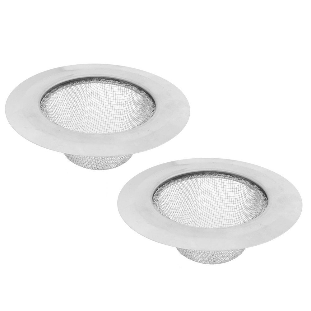 Wideskall 4.5" Stainless Steel Large Wide Rim Sink Strainer for Kitchen Drain Strainer (Pack of 2)