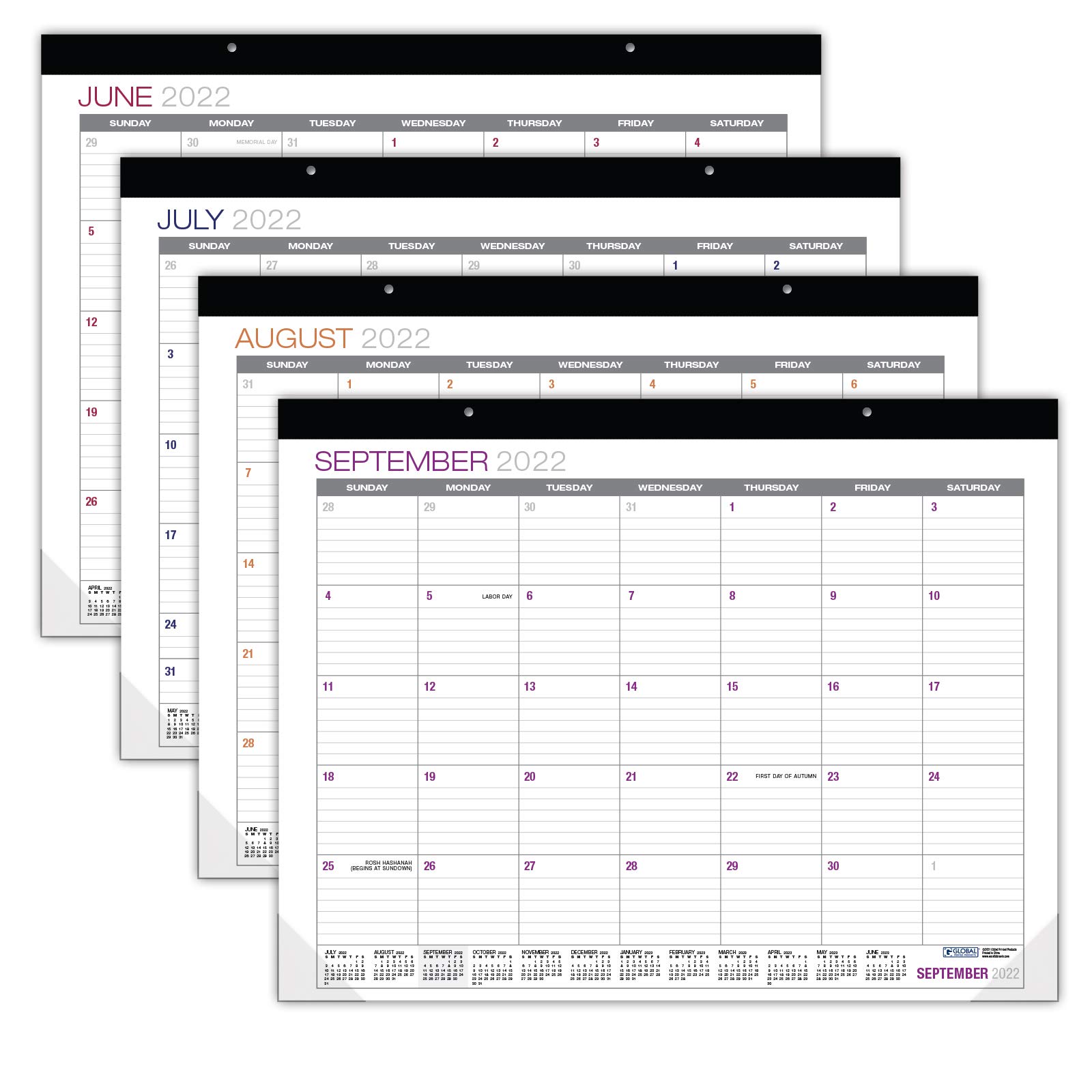 Global Printed Products Professional Desk Calendar 2022: Large Monthly Pages - 22"x17" - Runs Through December 2022 (Pack of 1)