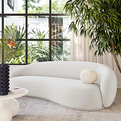 TOV Furniture Kendall 28.4" H Modern Velvet Upholstered/Wood Sofa in Cream