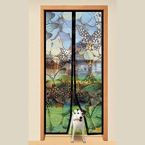 Total Vision Butterfly Pattern - Quick Install Mesh Magnetic Screen 40โ x 85.5โ - Helps Keep Bugs & Insects Out - Perfect for Single Doors Leading to your Porch or Patio - Folds for Easy Storage