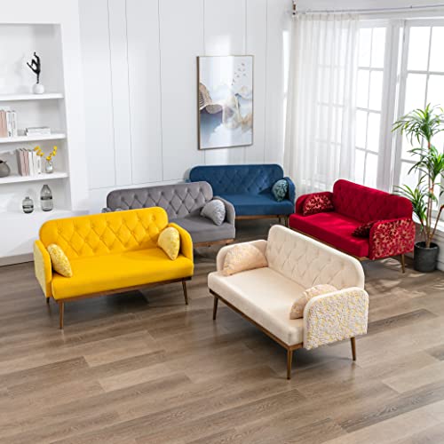 Nigwedete 55'' W Loveseat Sofa, Accent Sofa with Metal Feet, Modern Upholstered Sofa Couch for Small Living Room, Apartment and Small Space, Beige