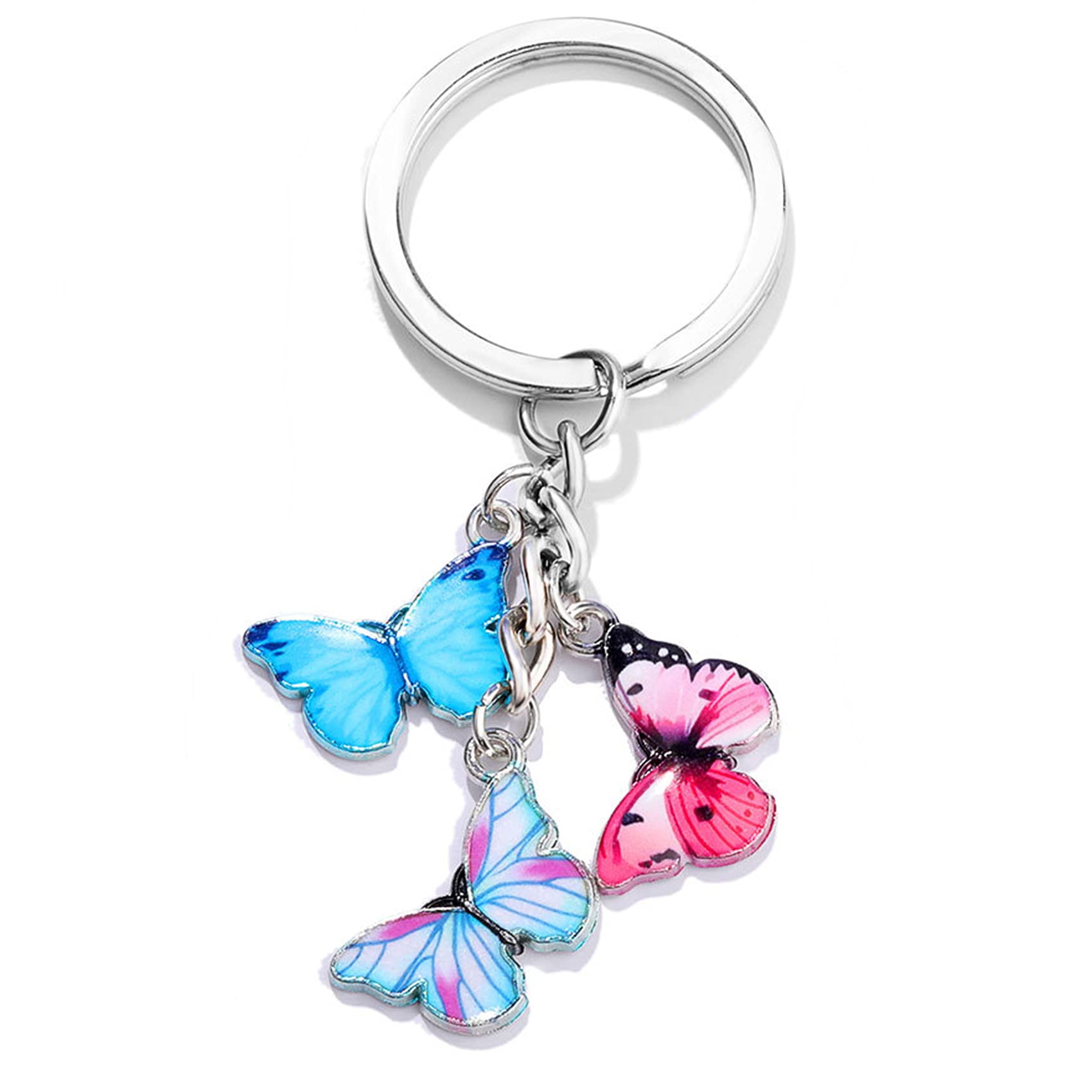 GloryMM Multicolor Butterfly Pendant Keyring Butterfly Keychain Colorful Butterfly Cute Bag Charm for Women,Style A