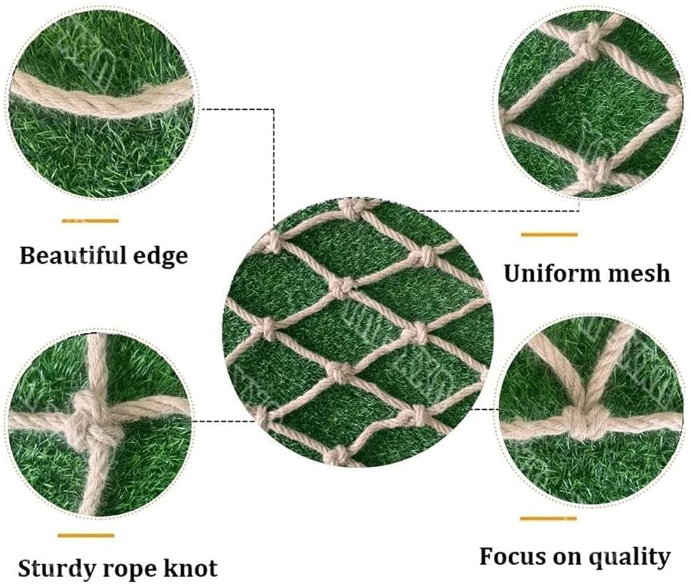 OUYOXI Rope Net for Treehouse, Plants Fence Hemp Rope Netting Children Swing Climbing Safety Net Balcony Railing Protective Net Playground Hammock Cargo Net,8mm / 8cm,Various Sizes (Size: